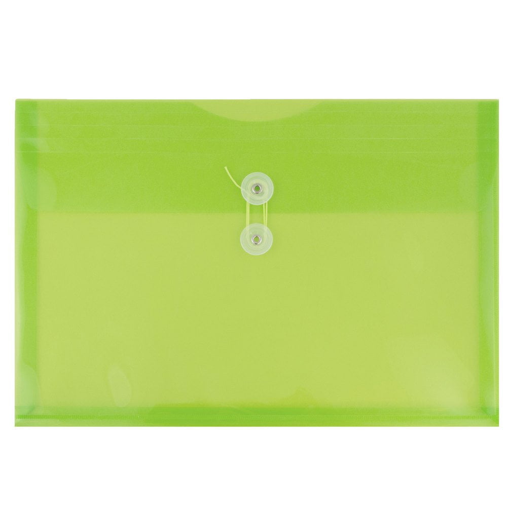 JAM Paper Plastic Envelopes, 9.8x14.5, Lime Green, Button String, Legal ...