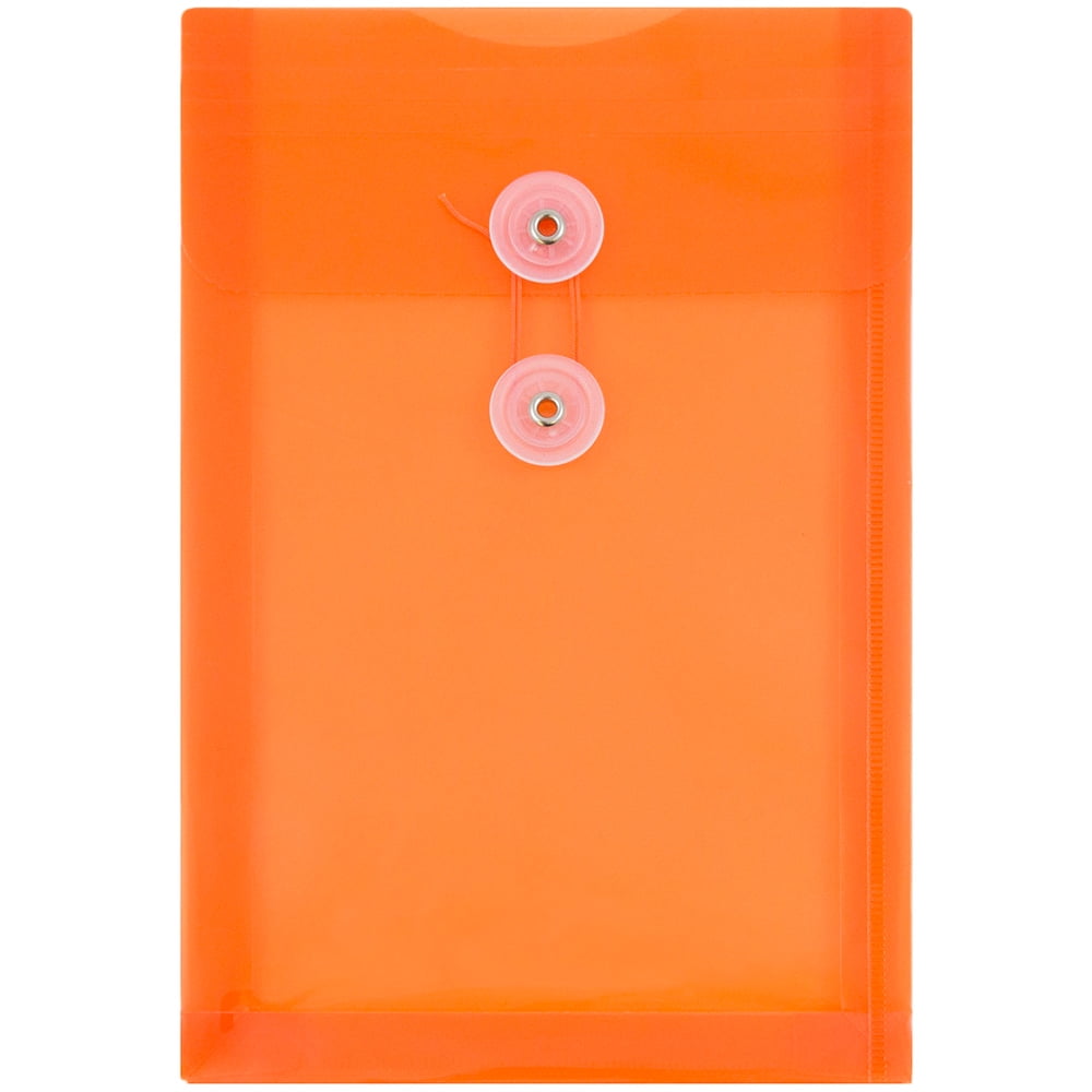 JAM Paper Plastic Envelopes with Button & String Tie Closure, 6 1/4 x 9 ...