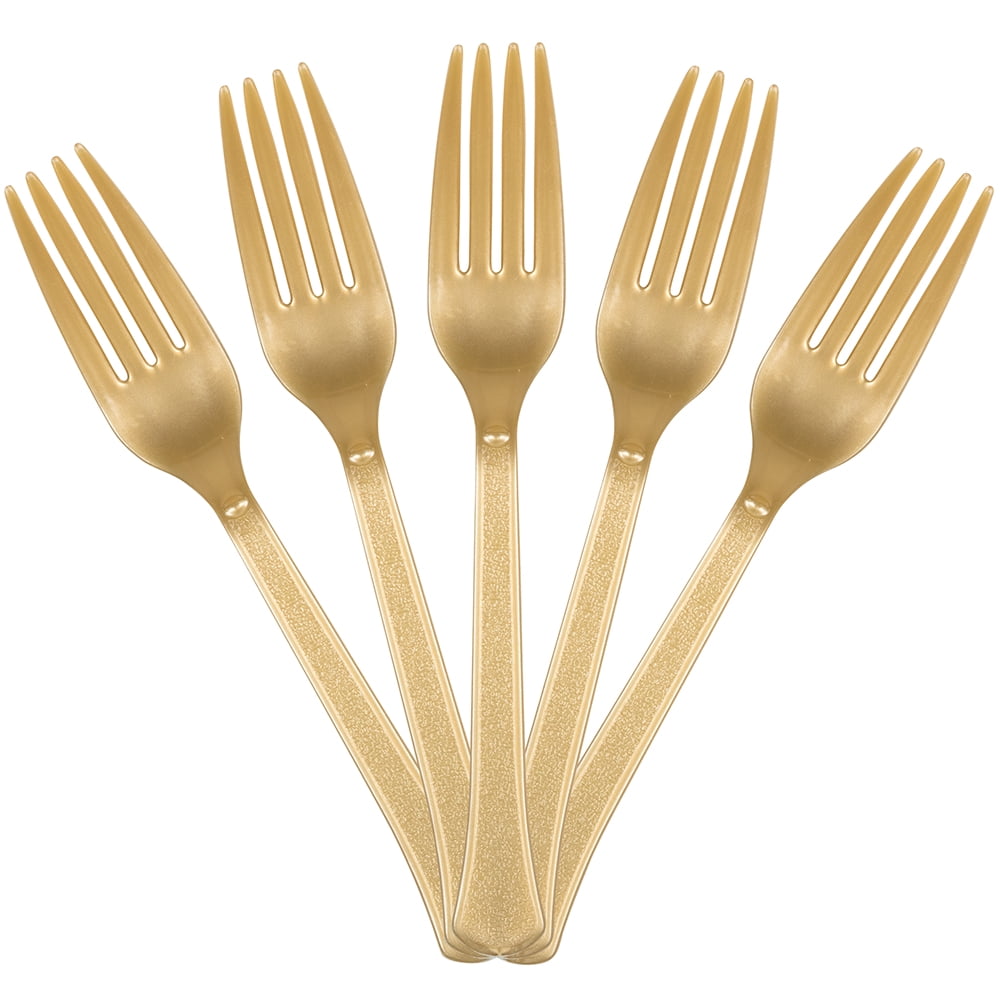 JAM Paper Plastic Forks, Gold, 50 Disposable Forks/Pack - Walmart.com