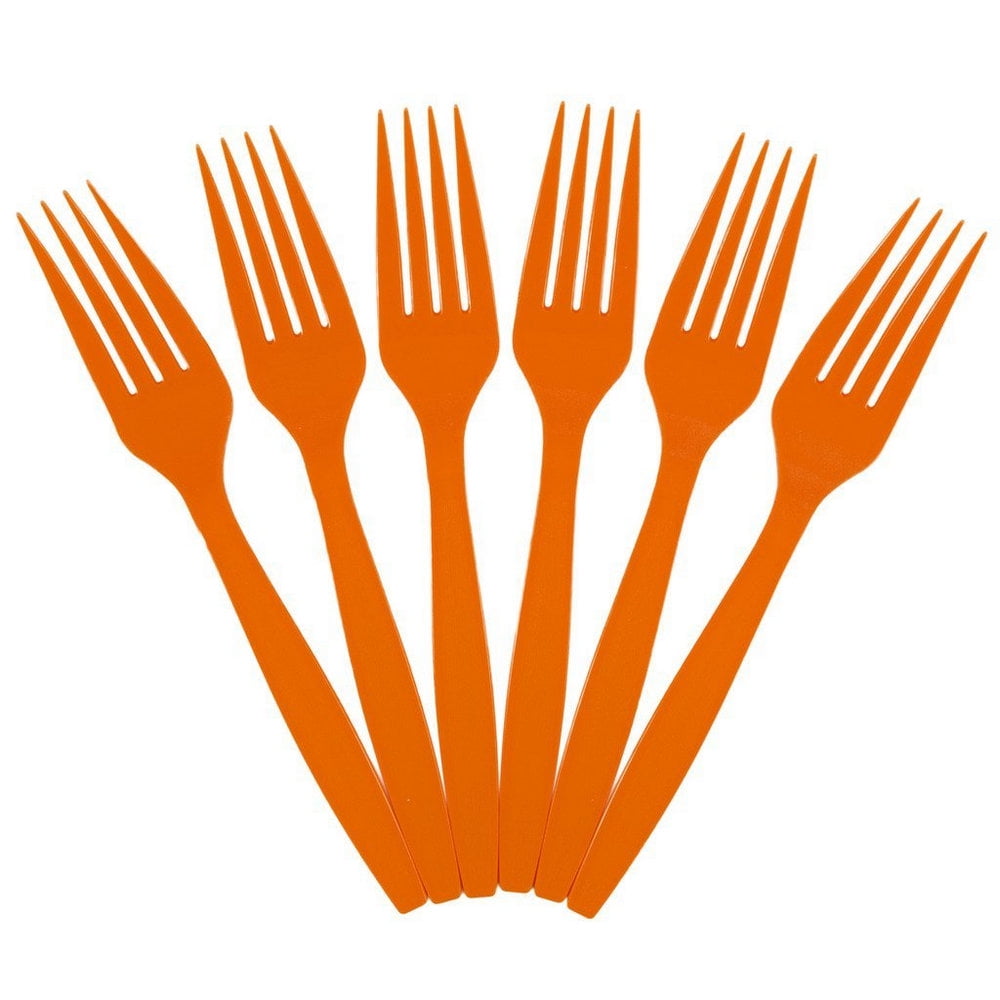 JAM Paper Plastic Forks, Orange, 100 Disposable Forks/Box - Walmart.com