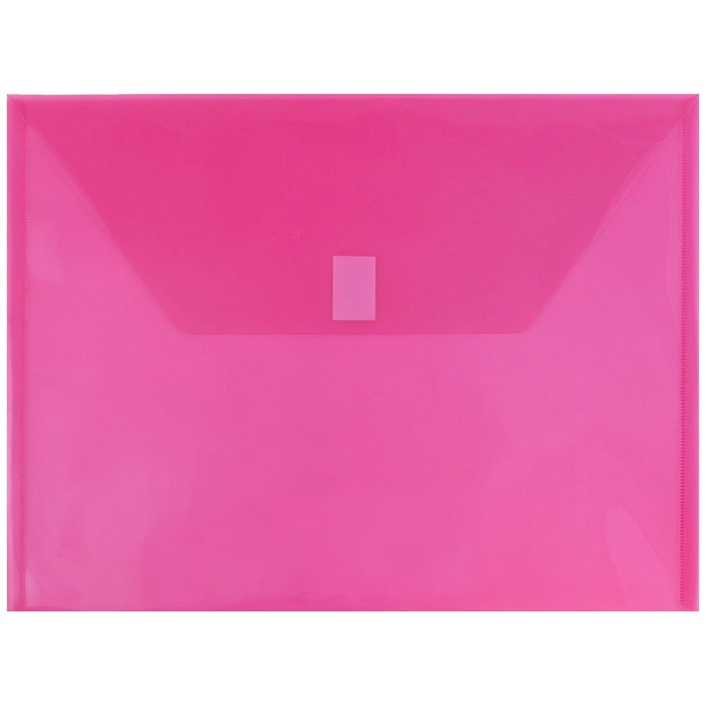 JAM Paper Plastic Hook & Loop Envelopes, 9.8x13, 12/Pack, Fuchsia Pink ...