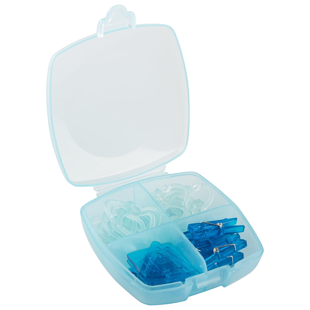 JAM Paper Plastic Office Clip Box, Medium, Blue, 24 Assorted Clips/Pack ...