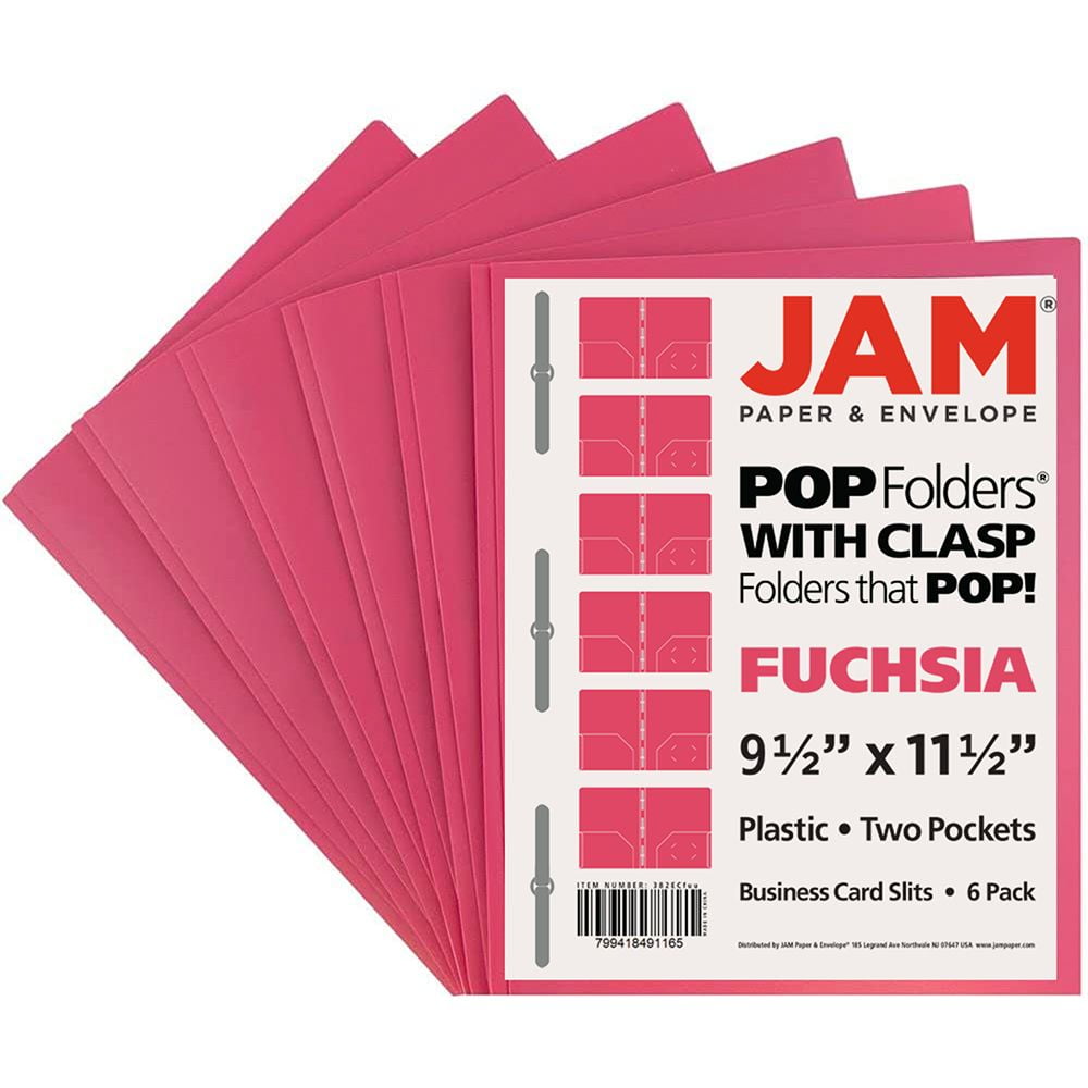 JAM Paper Plastic Pocket POP Folders with Metal Fastener Clasps ...