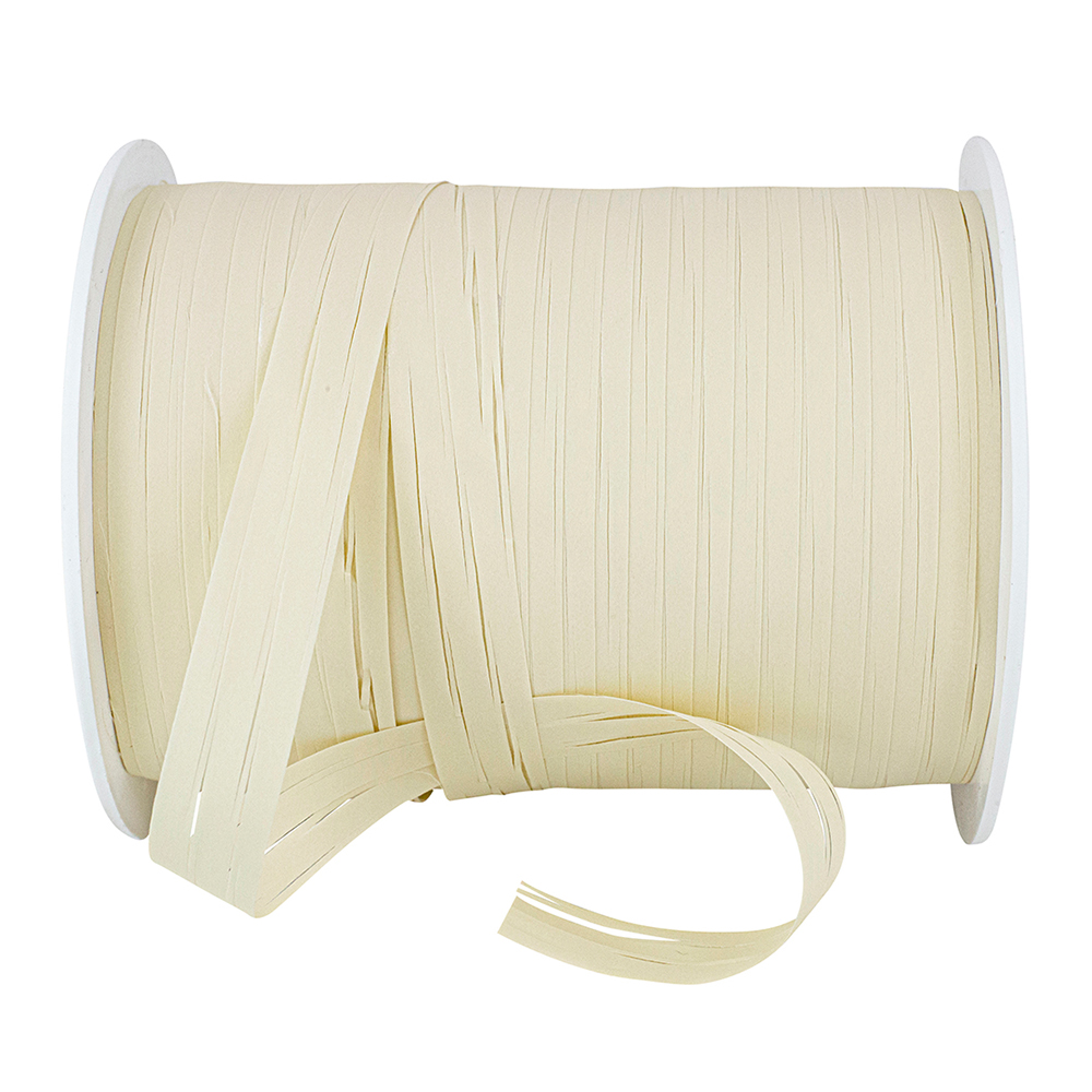 JAM Paper Plastic Raffia Ribbon, Ivory, 3/8 in x 100 yd, 1/Pack ...