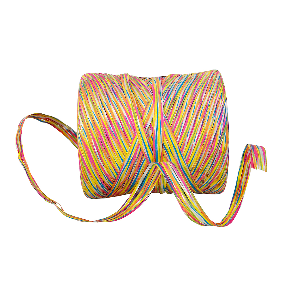 JAM Paper Plastic Raffia Ribbon, Multicolor, 3/8 in x 219 yd, 1/Pack ...