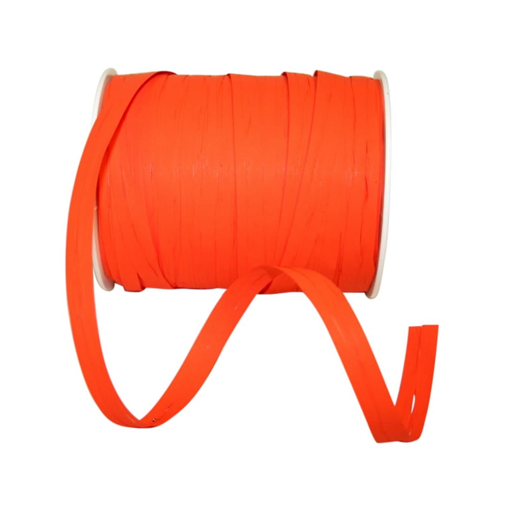 JAM Paper Plastic Raffia Ribbon, Orange, 3/8 in x 100 yd, 1/Pack ...