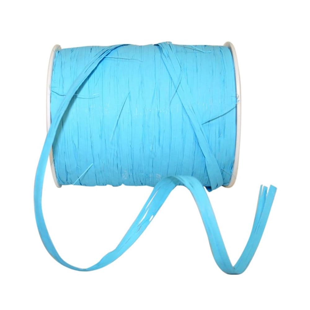 JAM Paper Plastic Raffia Ribbon, Turquoise, 3/8 in x 100 yd, 1/Pack ...