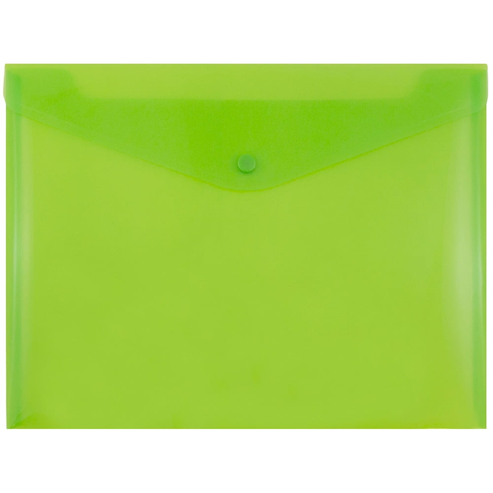 JAM Paper Plastic Snap Envelopes, 9.8x13, 12/Pack, Lime Green - Walmart.com