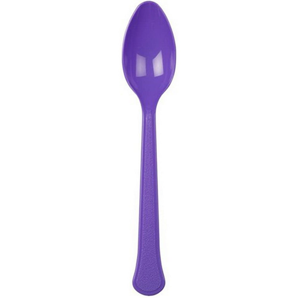 JAM Paper Plastic Spoons, Bright Purple, 50 Disposable Spoons/Pack ...