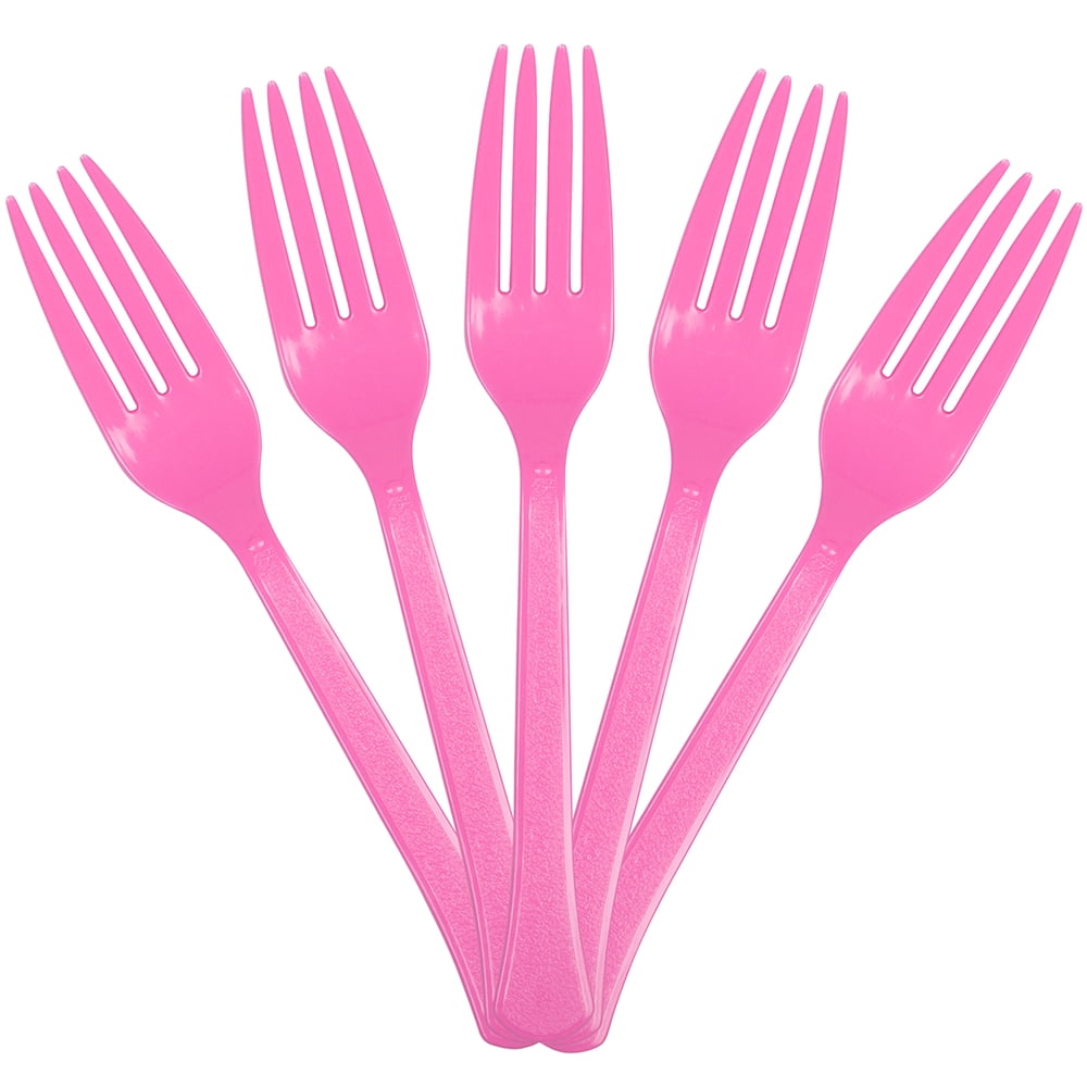 JAM Paper Premium Utensils Party Pack, Plastic Forks, Fuchsia Pink, 50 ...