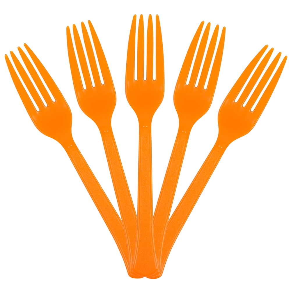 JAM Paper Premium Utensils Party Pack, Plastic Forks, Orange, 50 ...