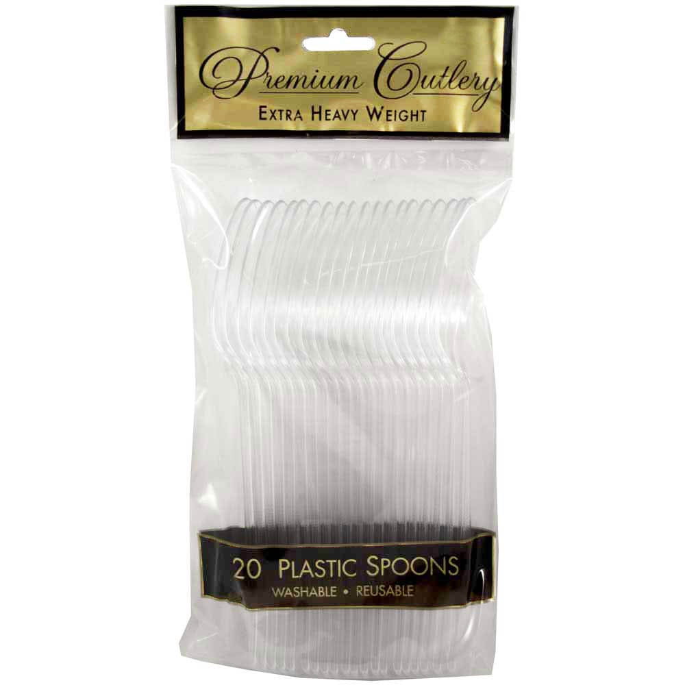 JAM Paper Premium Utensils Party Pack, Plastic Spoons, Clear, 20 ...