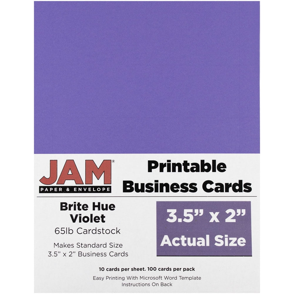 JAM Paper Printable Business Cards, 3 1/2 x 2, Violet, 100/Pack ...
