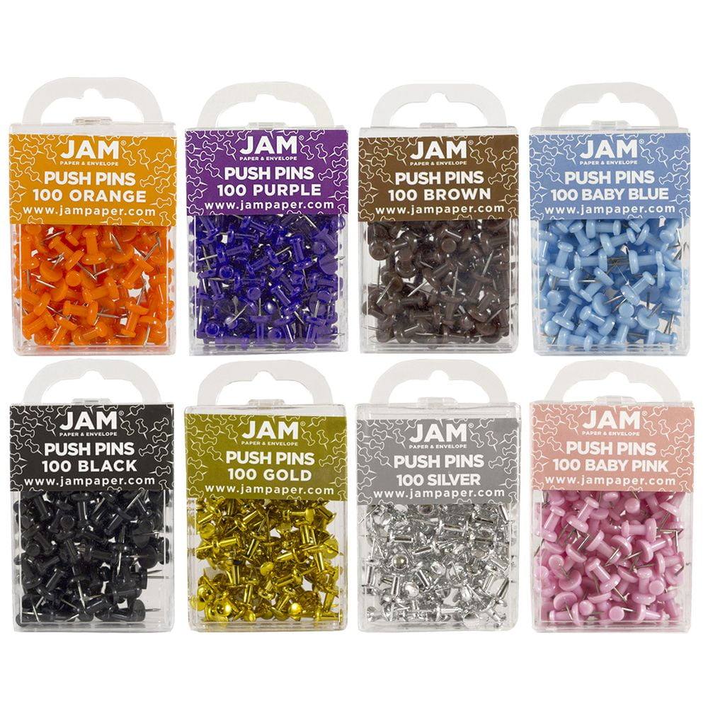 JAM Paper Push Pins, Assorted Pushpins, Set of 8 - Walmart.com