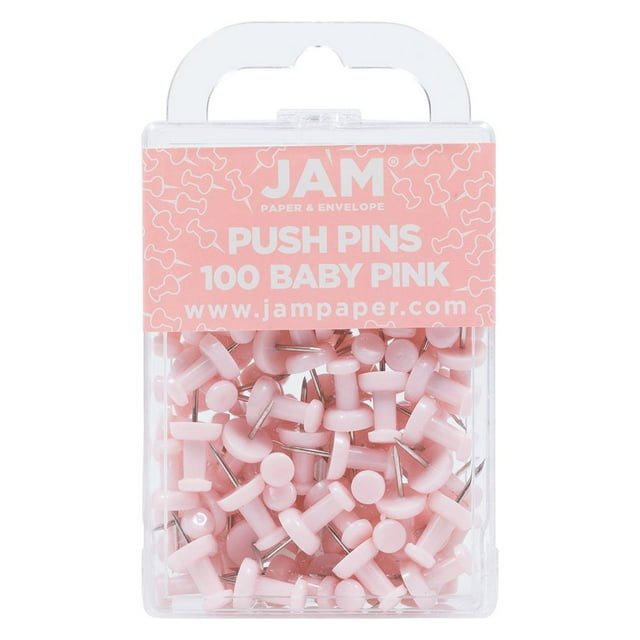 JAM Paper Push Pins, Baby Pink Pushpins, 100/Pack - Walmart.com