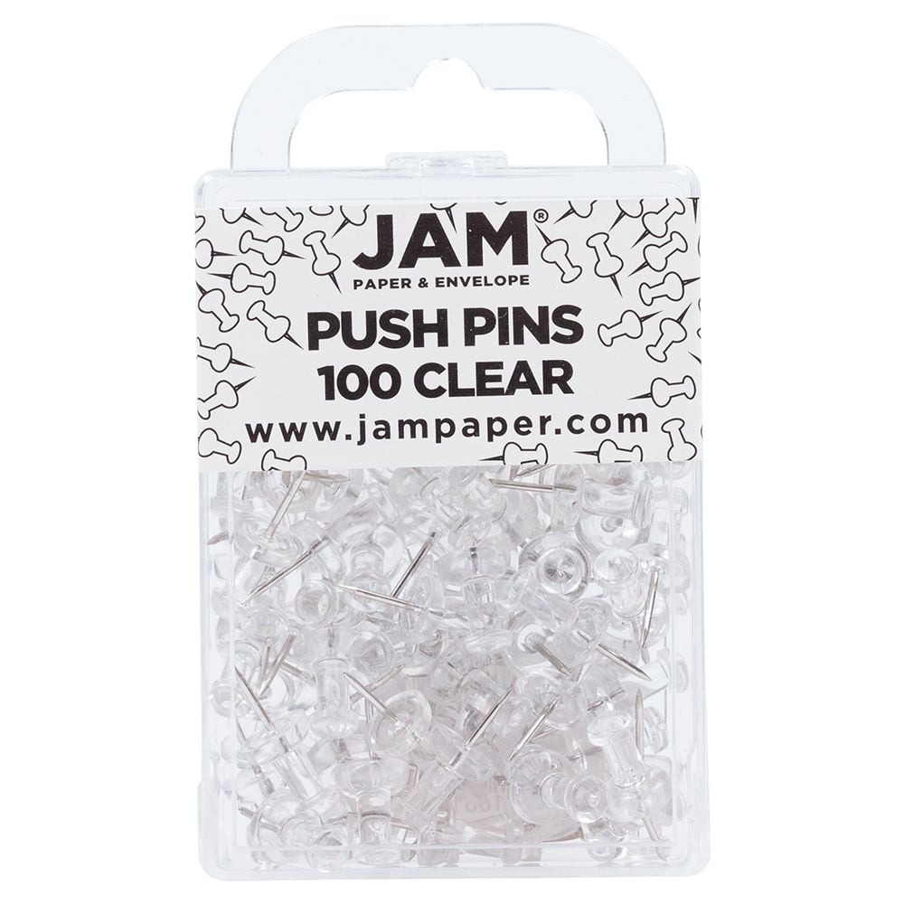 JAM Paper Push Pins, Clear, 1 inch, 2 Packs of 100 - Walmart.com