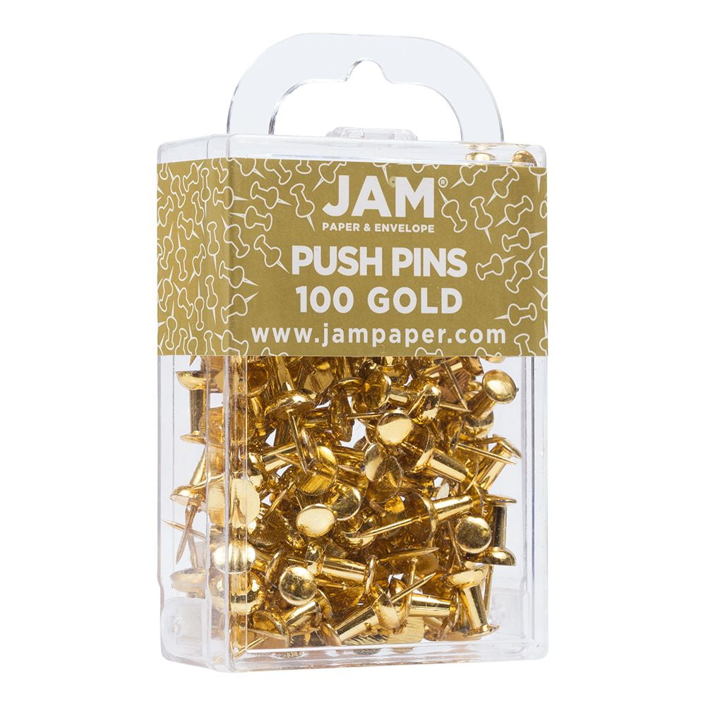 JAM Paper Push Pins, Gold, Standard Size, 1 inch, 100/Pack - Walmart.com