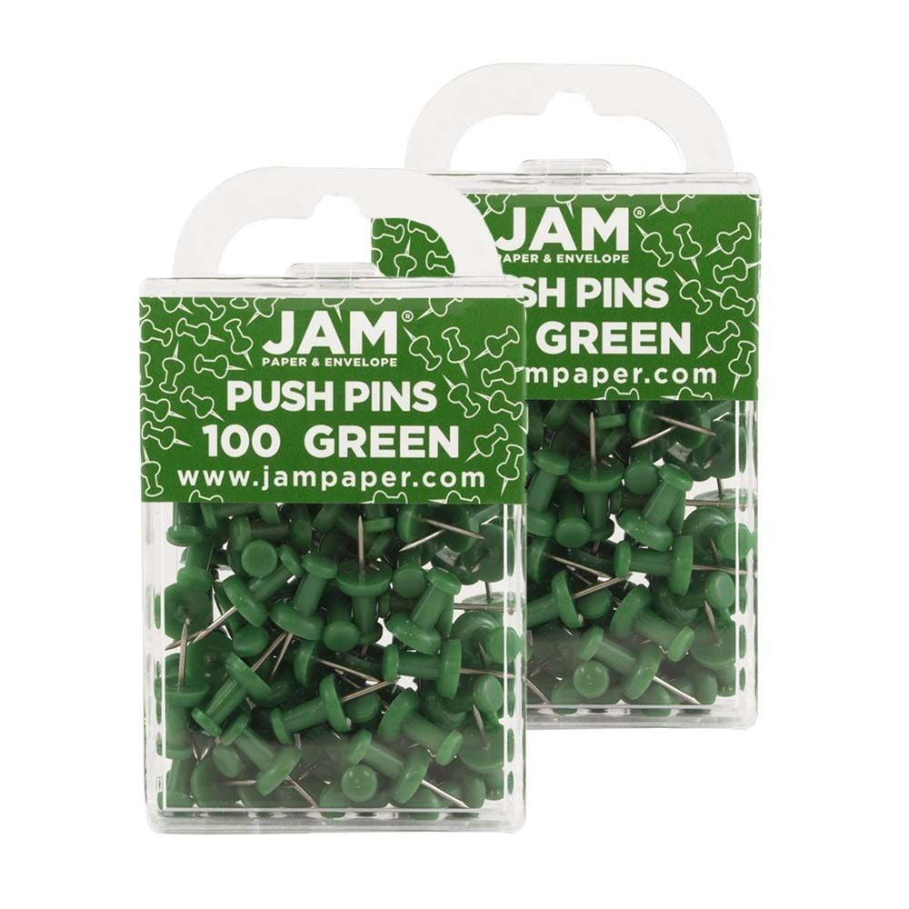 JAM Paper Push Pins, Green, 2 Packs of 100 - Walmart.com