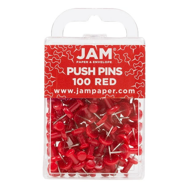 JAM Paper Push Pins, Red Pushpins, 100/Pack - Walmart Business Supplies