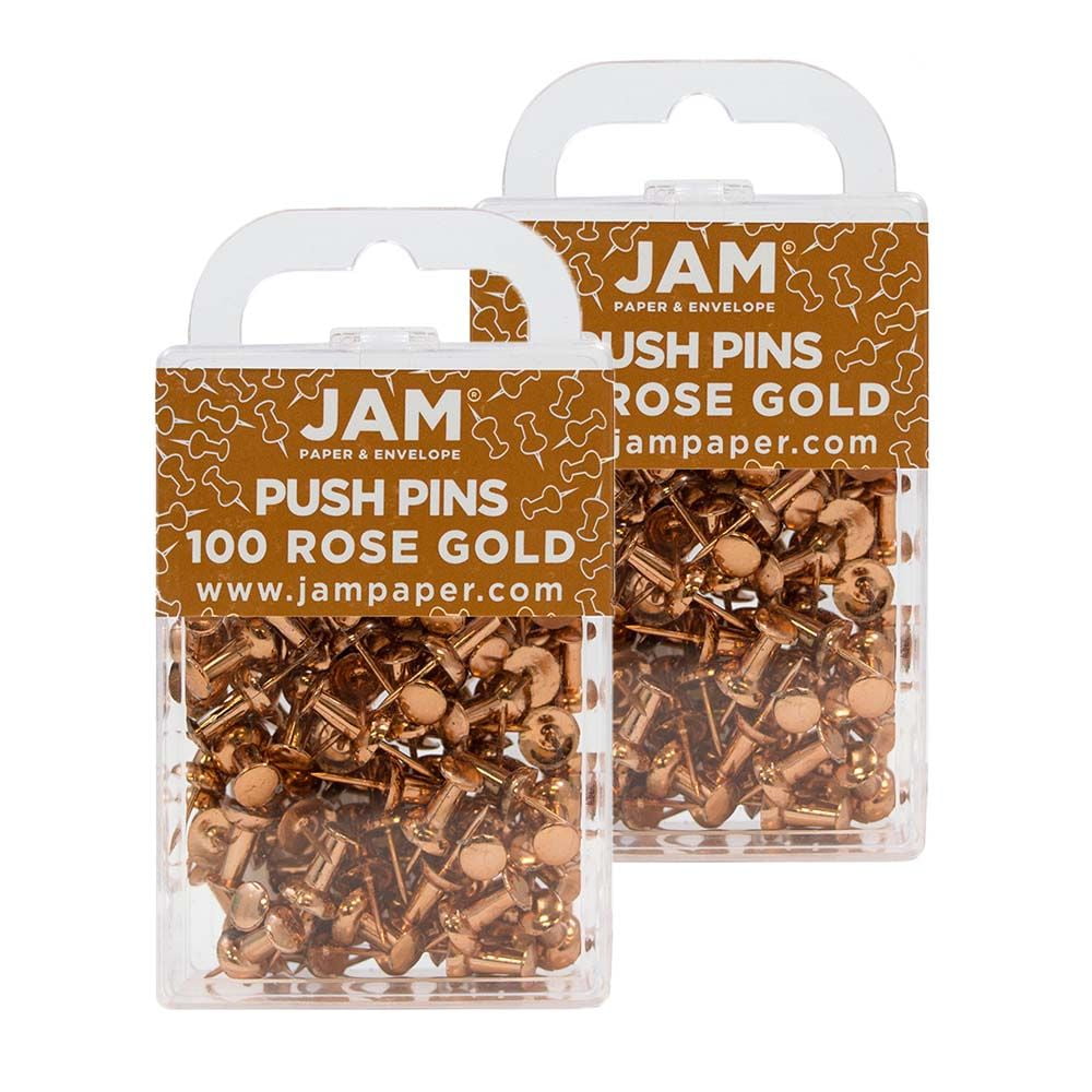 JAM Paper Push Pins, Rose Gold, 2 Packs of 100 - Walmart.com