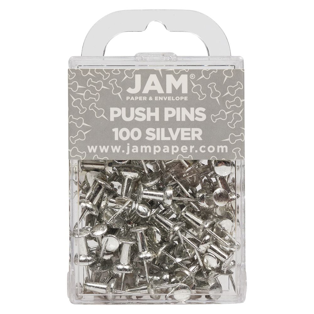 JAM Paper Push Pins, Silver Pushpins, 1 inch, 100 per Pack - Walmart.com
