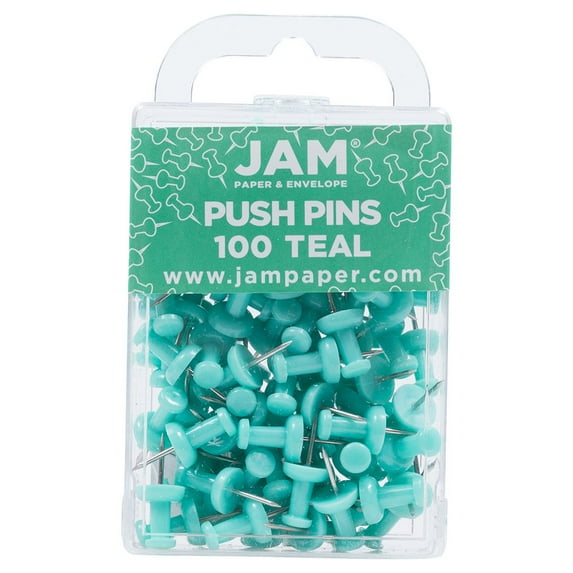 JAM Paper Push Pins, Teal Blue, 1 inch, 100/Pack - Walmart.com
