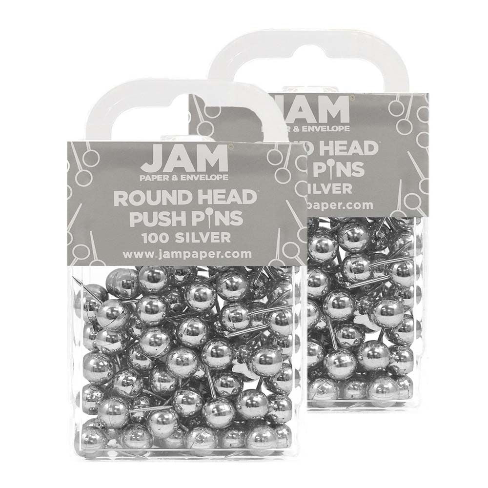 JAM Paper Round Head Push Pins, Silver Pushpins, 200/Pack - Walmart.com