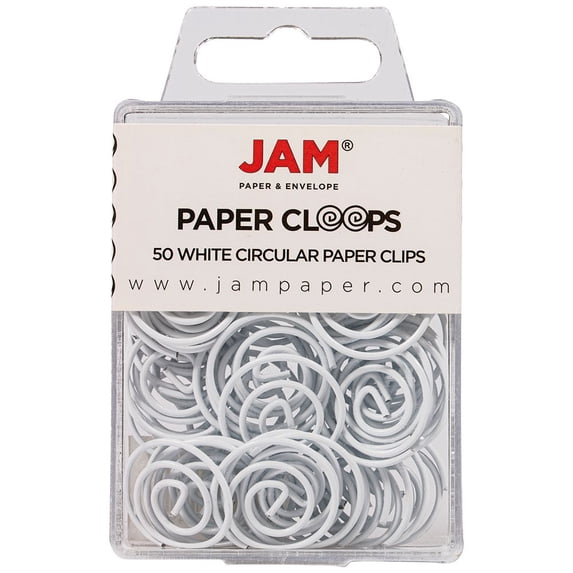 JAM Paper Round Medium Paper Clips, White, 50/Pack - Walmart.com