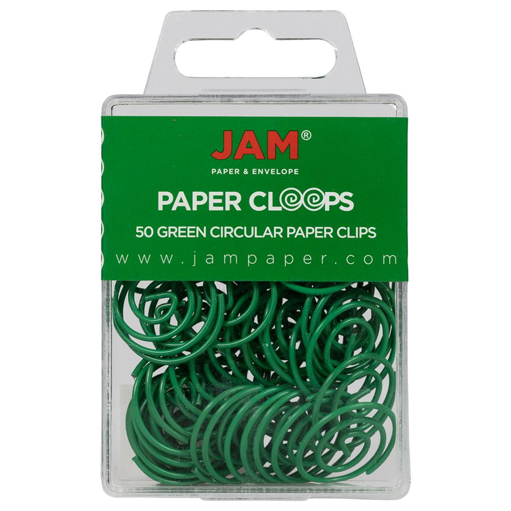 JAM Paper Round Paper Clips, Green Medium Paperclips, 1in, 50/Pack ...