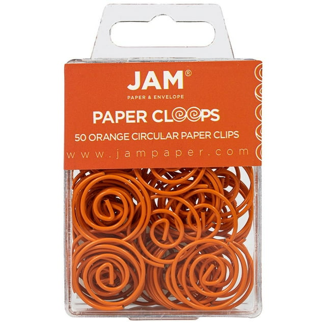 JAM Paper Round Paper Clips, Orange Medium Paperclips, 1 inch, 50/Pack ...