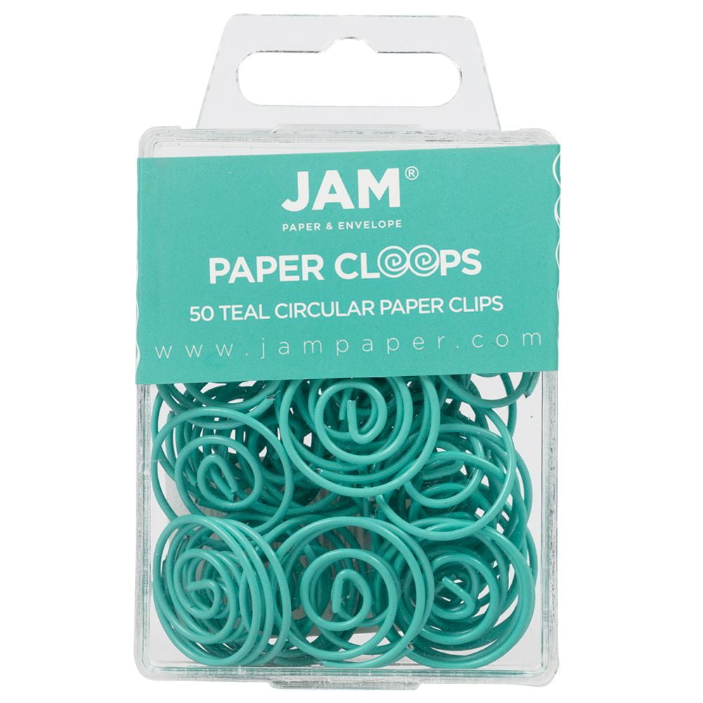 JAM Paper Round Paper Clips, Teal Paperclips, 50/Pack - Walmart.com