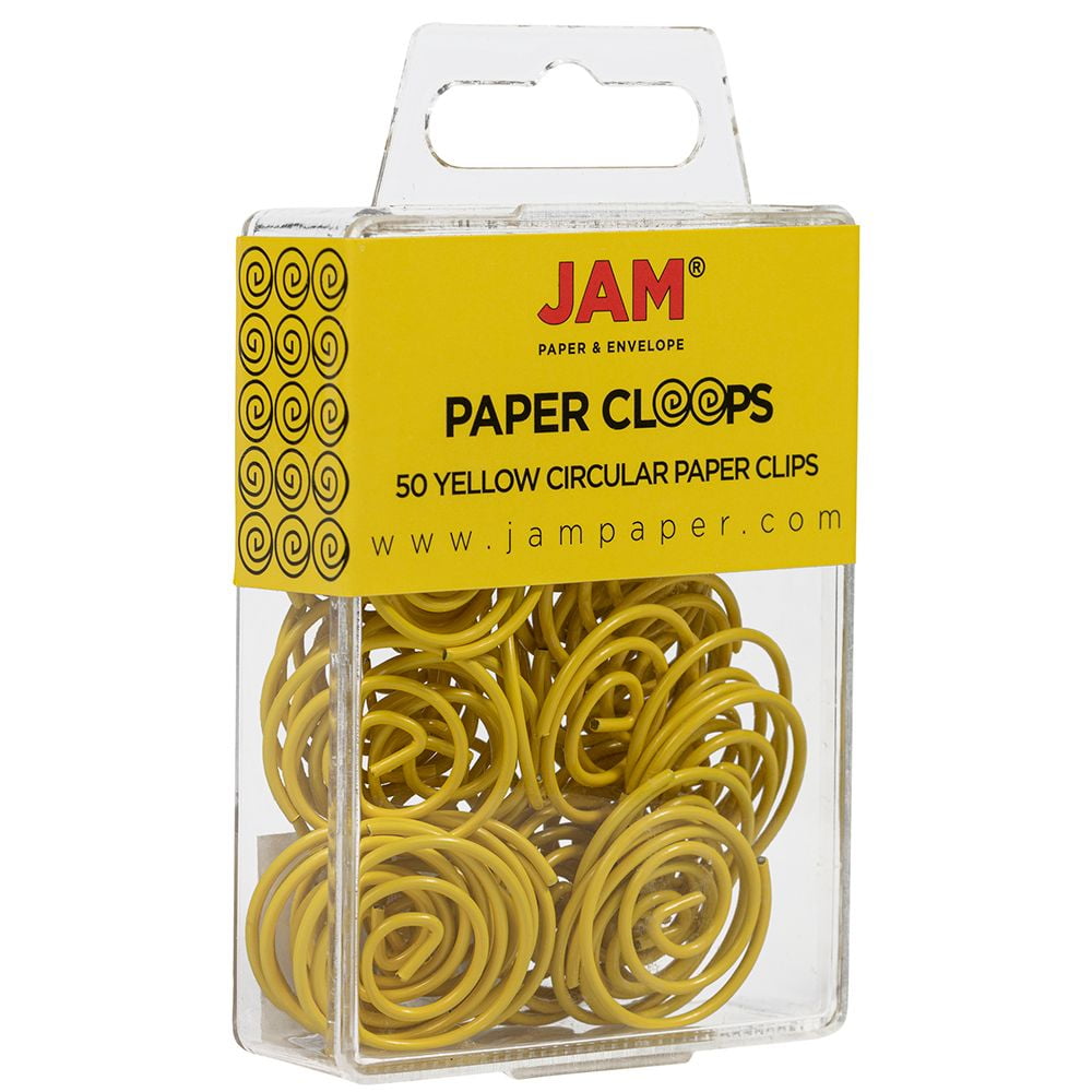 JAM Paper Round Paper Clips, Yellow Small Paperclips, 50/Pack, 1/2 inch ...