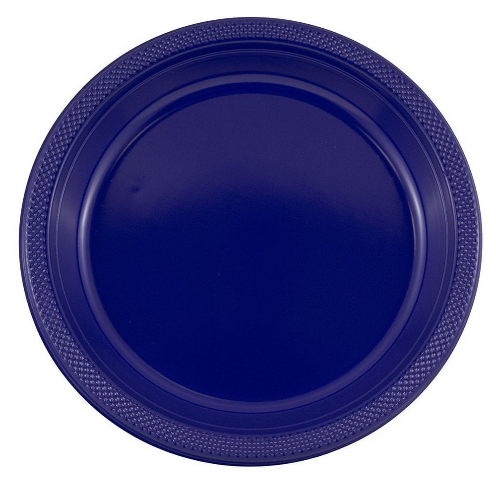 JAM Paper Round Plastic Party Plates, Navy Blue, 20 per Pack, Large, 10 ...