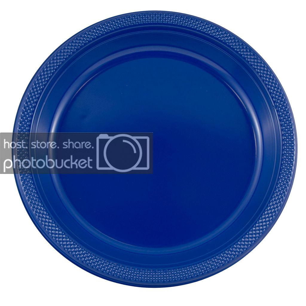JAM Paper Round Plastic Party Plates, Royal Blue, 20 per Pack, Large ...