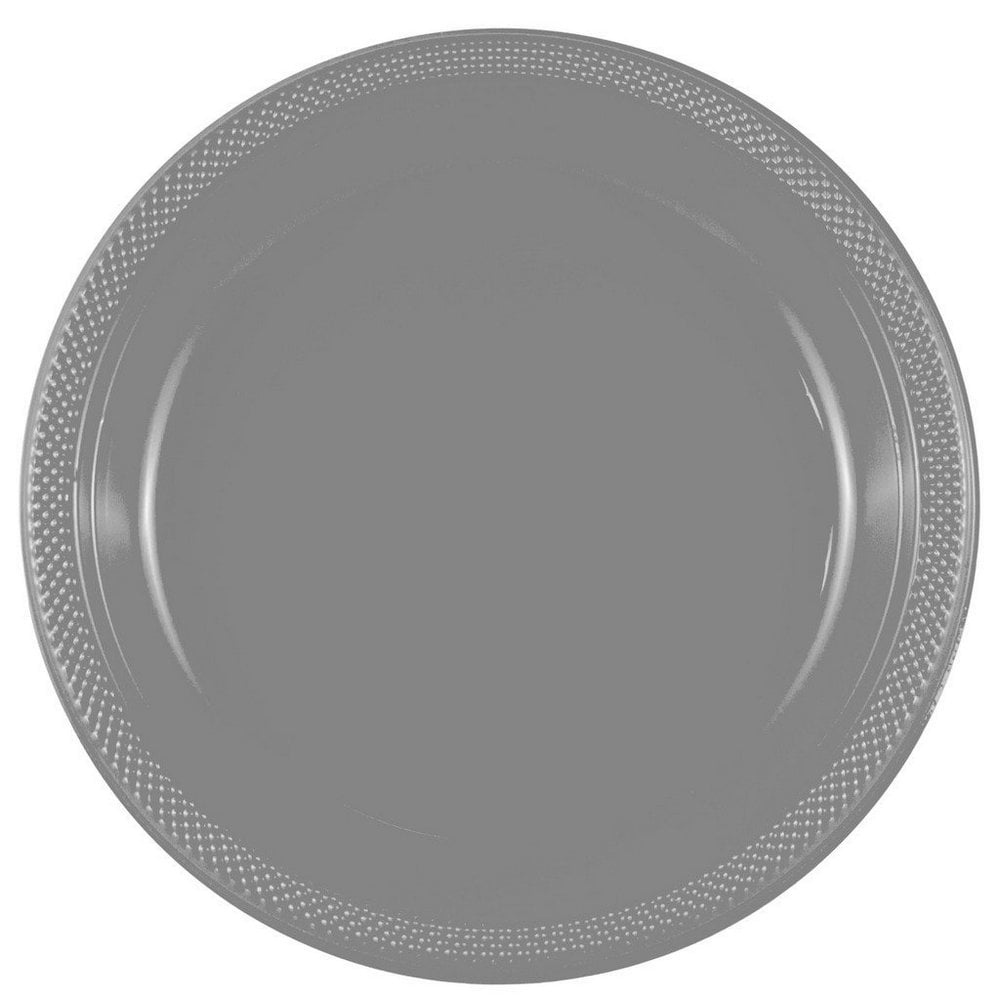 JAM Paper Round Plastic Party Plates, Silver, 20 per Pack, Large, 10.25 ...