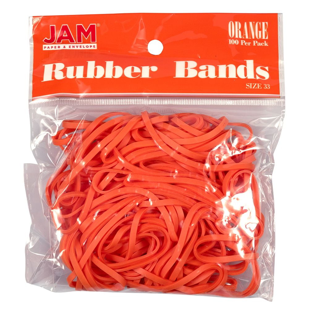 JAM Paper Rubber Bands, Size 33, Orange Rubber bands, 100/Pack ...