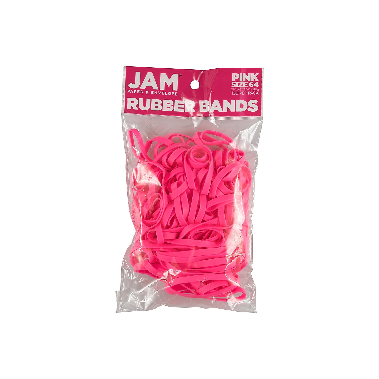 JAM Paper Rubber Bands Size 64 Pink 100/Pack (33364RBpi) 33364RBPI ...