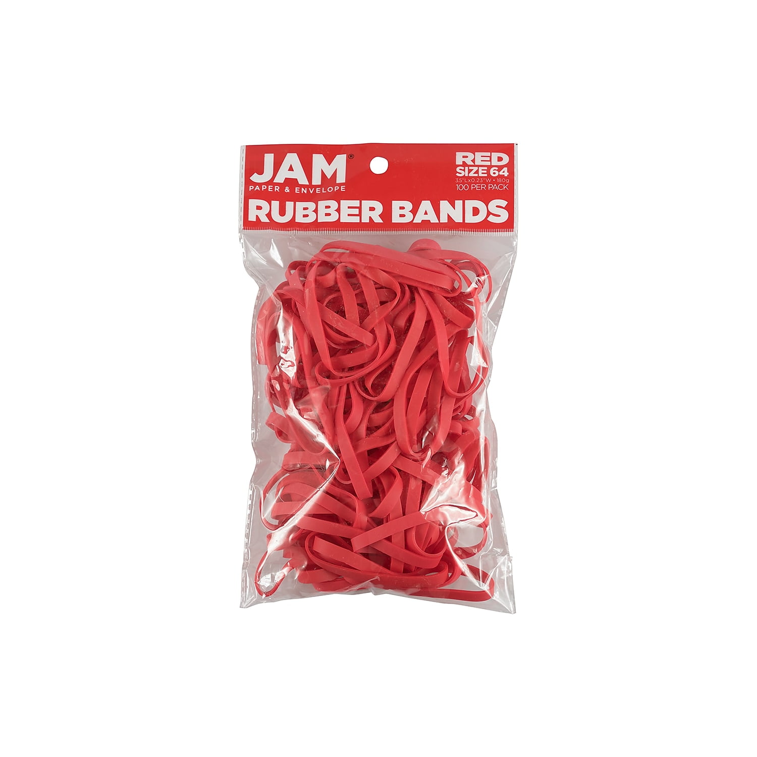 JAM Paper Rubber Bands Size 64 Red 100/Pack (33364RBre) 33364RBRE ...