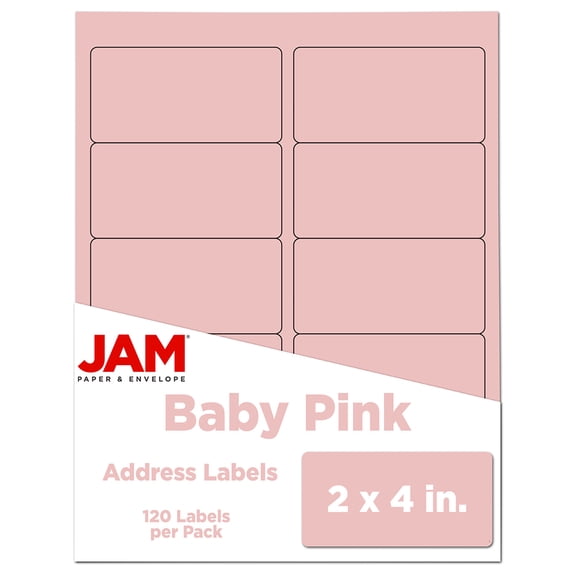 JAM Paper Shipping Address Labels, 2 x 4, Baby Pink Pastel, 120 per ...