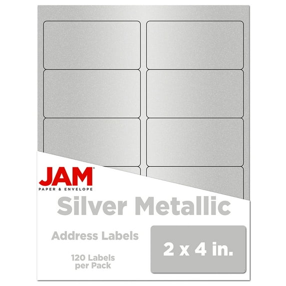 JAM Paper Shipping Address Labels, 2 x 4, Silver Metallic, 120/Pack ...