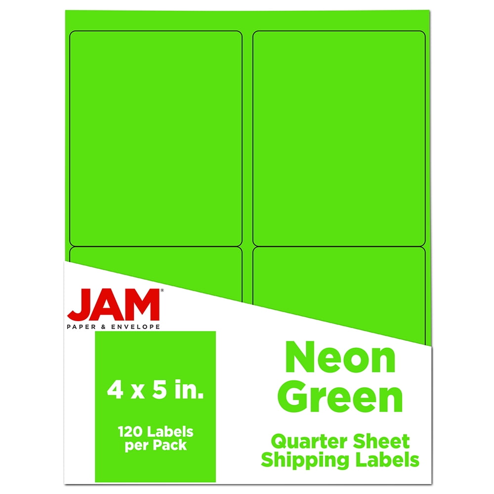 JAM Paper Shipping Address Labels, 4 x 5, Neon Green, 120 Labels ...