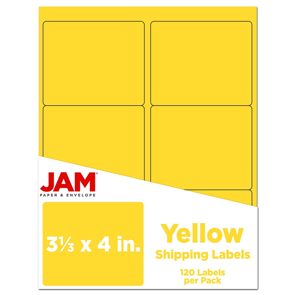 JAM Paper Shipping Address Labels, Large, 3 1/3 x 4, Yellow, 120 per ...