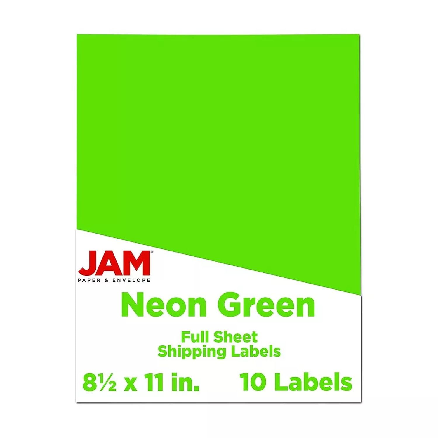 JAM Paper Shipping Labels Full Page 8 1/2 x 11 Sticker Paper Neon Green ...