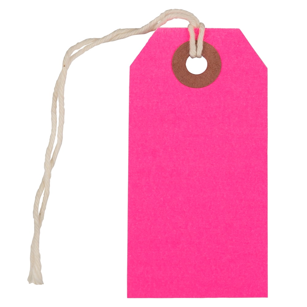 JAM Paper® Small Gift Tags, 3-1/4" x 1-9/16", Neon Pink, Pack Of 10 ...