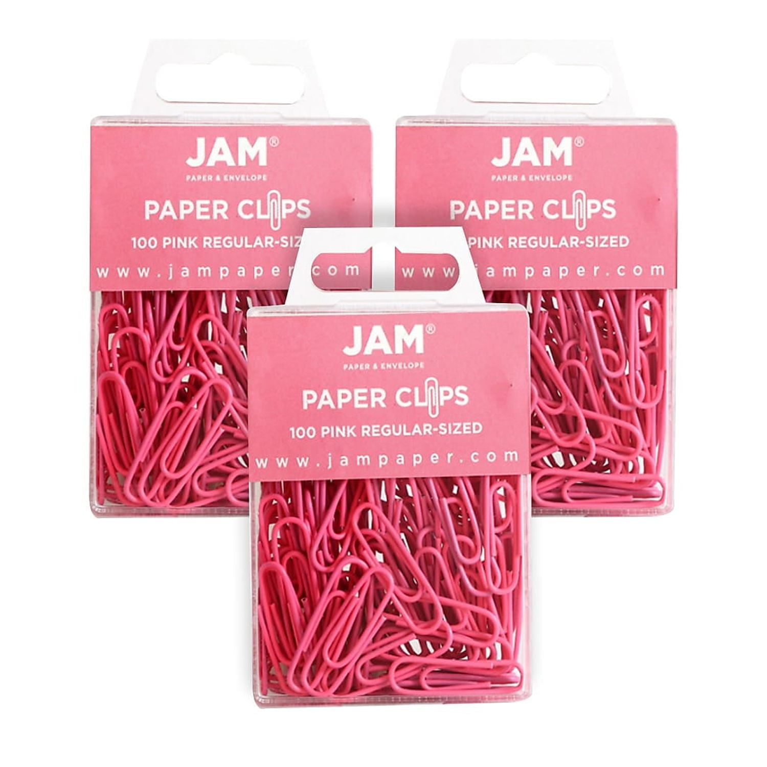 JAM Paper Small Paper Clips Pink 3 Packs of 100 (42186872B) - Walmart.com