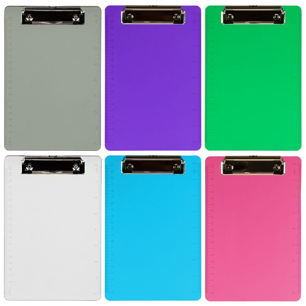 JAM Paper Small Plastic Clipboards, 6" x 9", Assorted Colors, 6 per ...