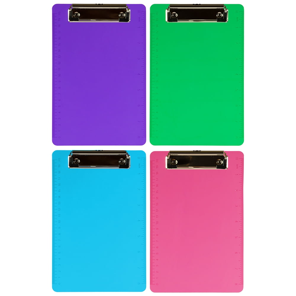 JAM Paper Small Plastic Clipboards, 6 x 9" Assorted Fashion Colors, 4 ...