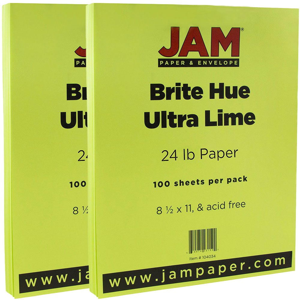 JAM Paper Solid Colors, 8 1/2 x 11, Wasabi Lime Green, 24lb, 200 per ...