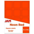JAM Paper Square Address Labels Stickers, 2 x 2, Neon Red, 120 per Pack ...