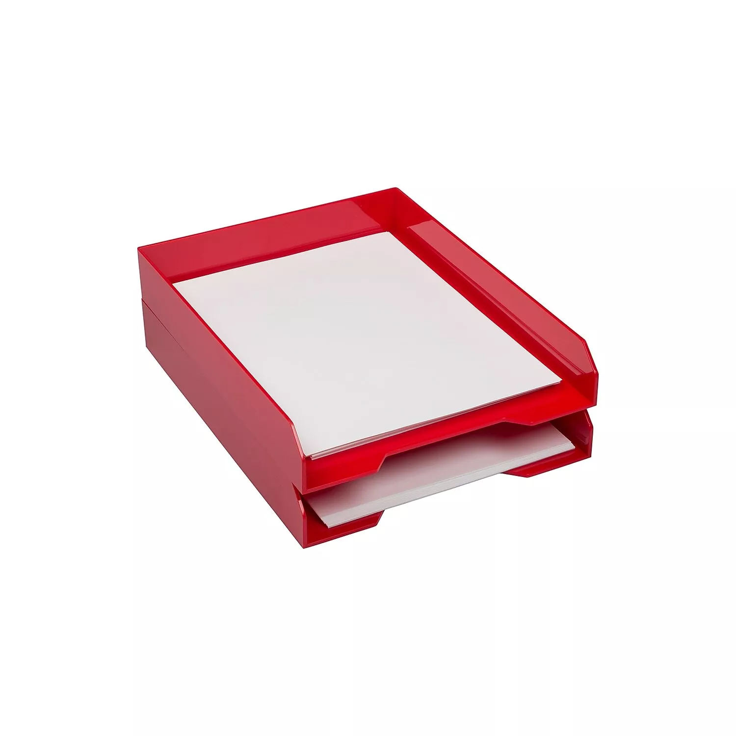 JAM Paper Stackable Front Loading Letter Tray Letter Size Red Plastic 2 ...